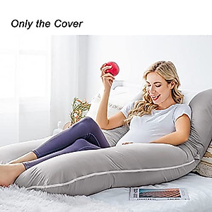 Meiz Cooling Pregnancy Pillow Cover, Maternity Pillow Cover, U Shaped Pregnancy Pillow Cooling Jersey Cover, Grey