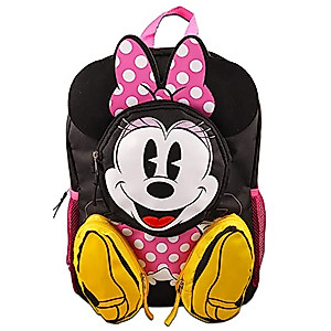 Minnie Mouse Backpack for Girls 4-6 Set - Bundle with 16” Minnie Backpack, Water Bottle, Stickers, More | Disney Minnie Mouse School Backpack for Girls