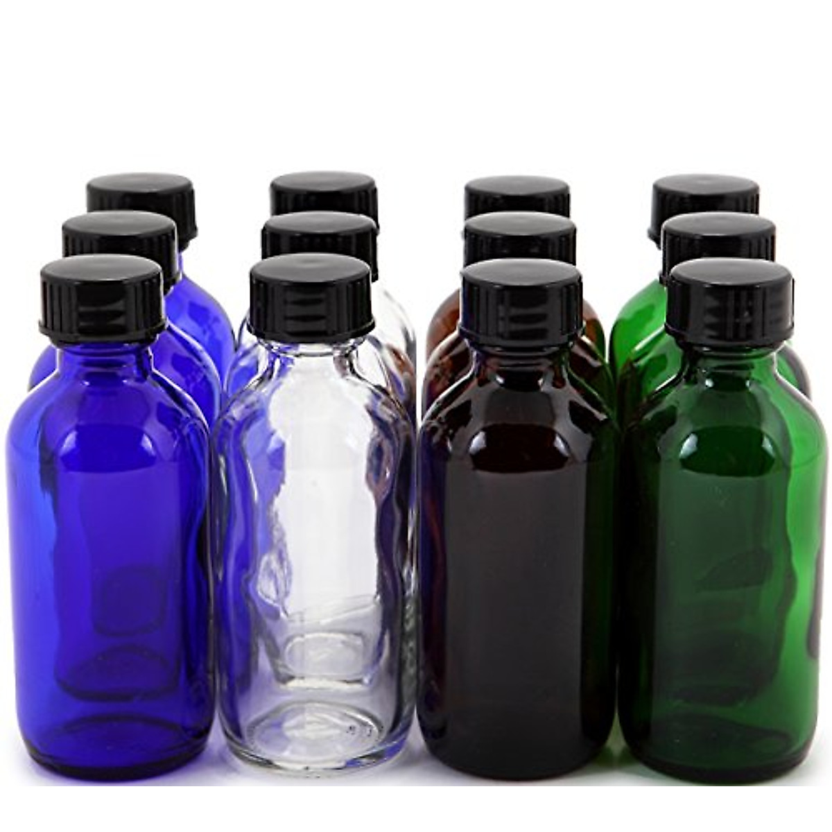 Vivaplex, 12, Assorted Colors, 1 oz Glass Bottles, with Lids