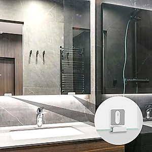 8pcs Metal Mirror Holder Kit, Mirror Clips with Screws Rubber Pads Mirror Hooks Heavy Duty Mirror Hanger Hardware for Frameless Mounting Wall Tile Billboard Display(Silver)