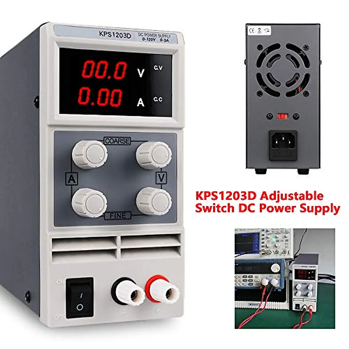 KPS1203D DPS305U Adjustable Switch DC Adjustable Power Supply 4-Digital LED Display AC110V for Lab, Automobile Battery Charger, DIY Tool, Repair, Research (KPS1203D)