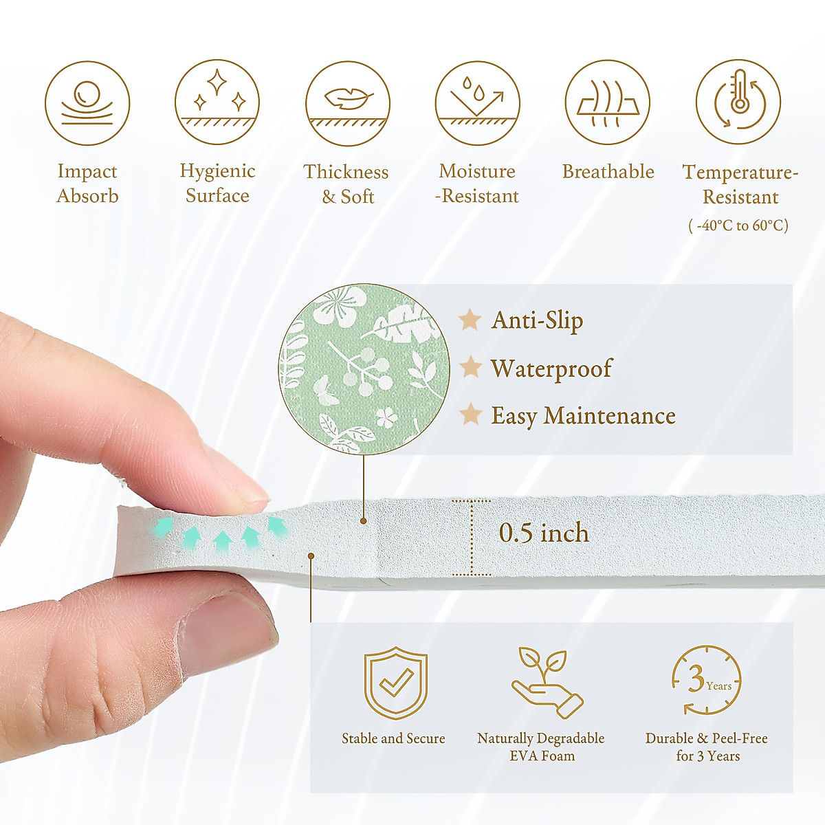 Popsykosy Premium Exercise & Baby Foam Play Mats - Stylish & Large Non-Toxic Puzzle Floor Mat - 6 Tiles - Spacious 6ft x 4ft - Peel-Resistant Reinforced - Soft, Thick, Waterproof - Olive Green