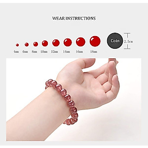 Jan&Dee Natural Women Strawberry Quartz Stretch Crystal Bracelet Beads 8mm
