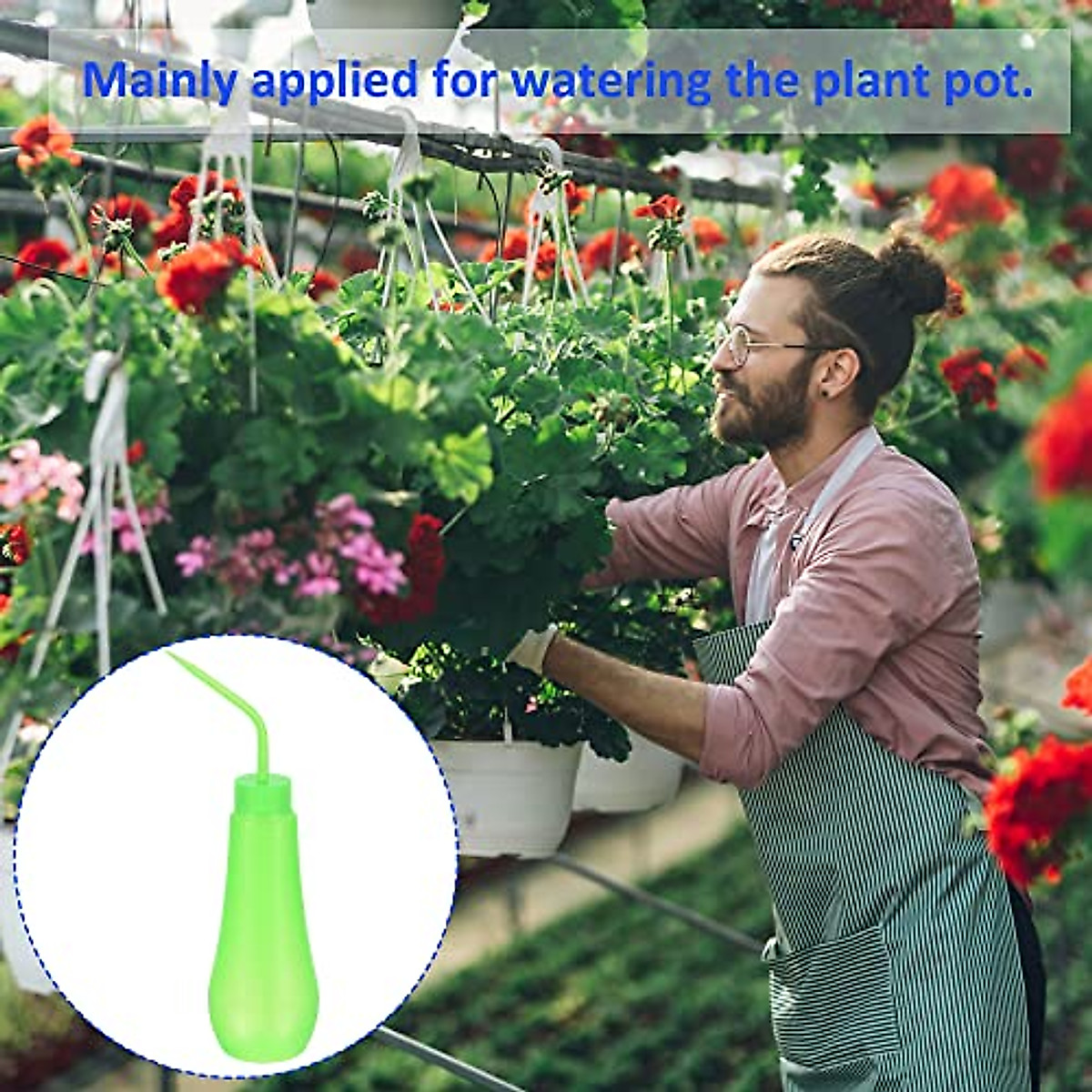 M METERXITY 2 Pack Squeeze Bottle - Plant Watering Wash Bottles Bent Tip Mouth Plastic, Apply to Indoor/Outdoor/Garden (250ml Green)