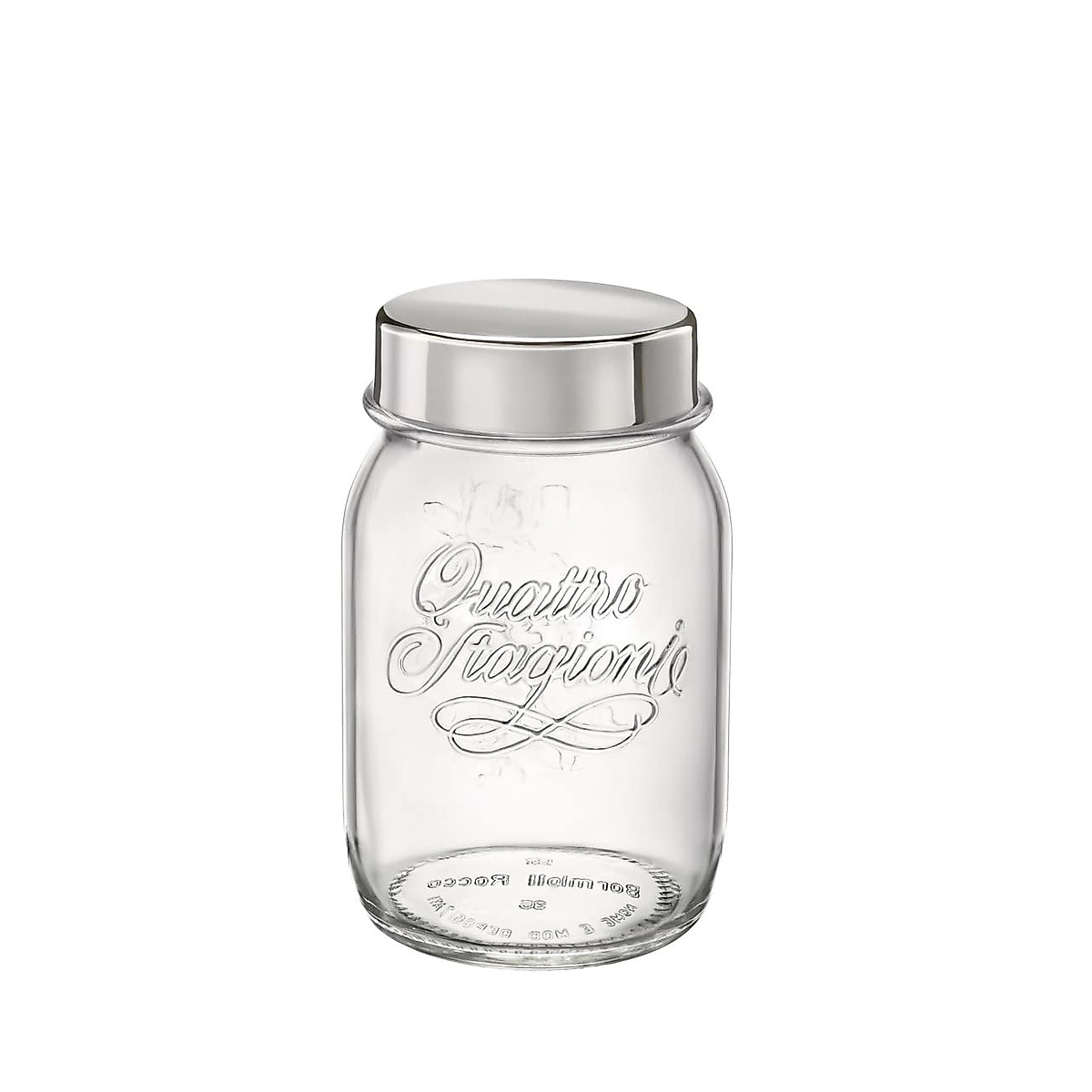 Bormioli Rocco Quattro Stagioni Jar with Stainless Steel Lid, Set of 12, 17 oz, Clear