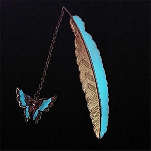 CH Book Luminous Bookmark Metal Bookmark Feather ButterflyBookmark,Golden Butterfly