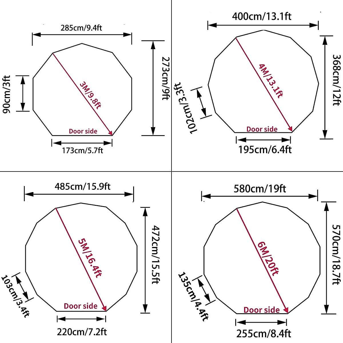 DANCHEL OUTDOOR Waterproof Bell Tent Footprint Round Tarp Camping Accessories, 6m/20ft Large Ground Sheet Black Tarp Canvas Yurt Tent Protector Floor