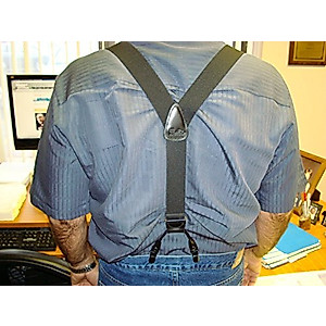 Holdup Brand Casual series Slate Dual Clip Double-Up style Suspenders for Men withNo-Slip® black clips