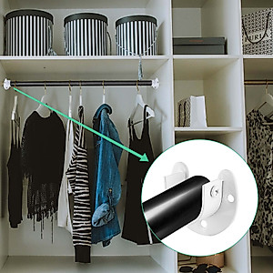 Suiwotin 2 Packs Stainless Steel Closet Rod End Supports 1-1/3 Inch Wardrobe Bracket Heavy Duty Closet Pole Sockets Flange Rod Holder, U-Shaped with Screws, White