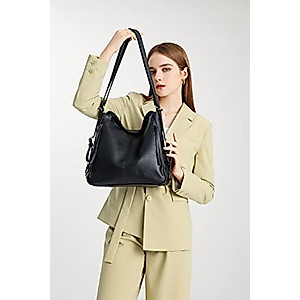 Ashioup Tote Shoulder Bags Large Concealed Carry Purses and Handbags PU Leather Hobo Crossbody Bags for Women (Black)