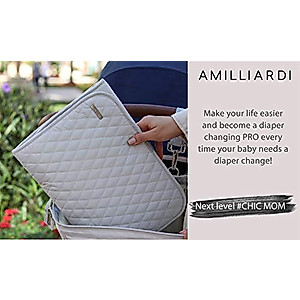 Portable Diaper Changing Pad Stylish & Chic by AMILLIARDI for Travel w/Baby, Infant & Newborn, Changing Mat Portable (Grey)