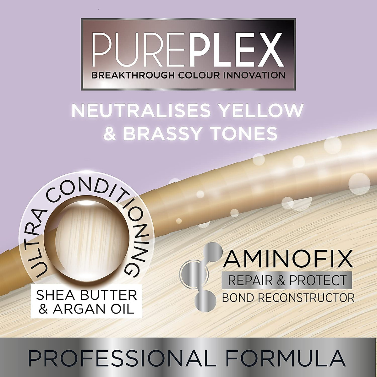 PurePlex Bond Reconstructing Blonde Conditioner. Neutralizes Brassy & Yellow Tones in All Blonde, Lightened and Grey Hair Whilst Repairing and Leaving Hair a Clean, Crisp White Blonde.