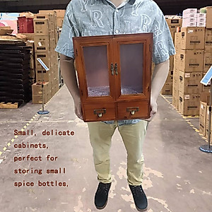 RZGZKLSH Rustic Vintage Mini Wood Counter Top Cabinet, Wall Mount Pine Display Case, Medicine Cabinet, Cabinet That Sits on Countertop-Floating Shelf Cabinet Organization12 x4.7"x14"(Brown)