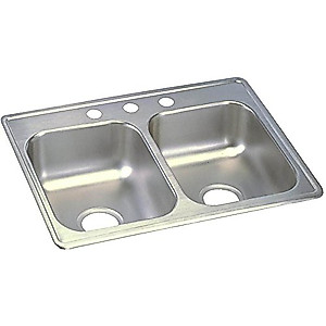 Elkay Dayton D225193 Equal Double Bowl Top Mount Stainless Steel Sink,25 x 19 x 6.5