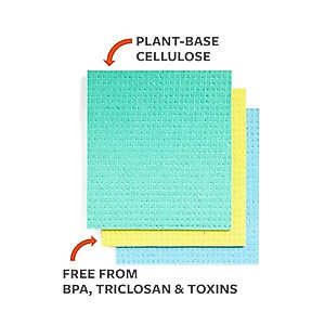 Full Circle Squeeze, Reusable Cellulose Sponge Cloths, 3-pack, Multicolor