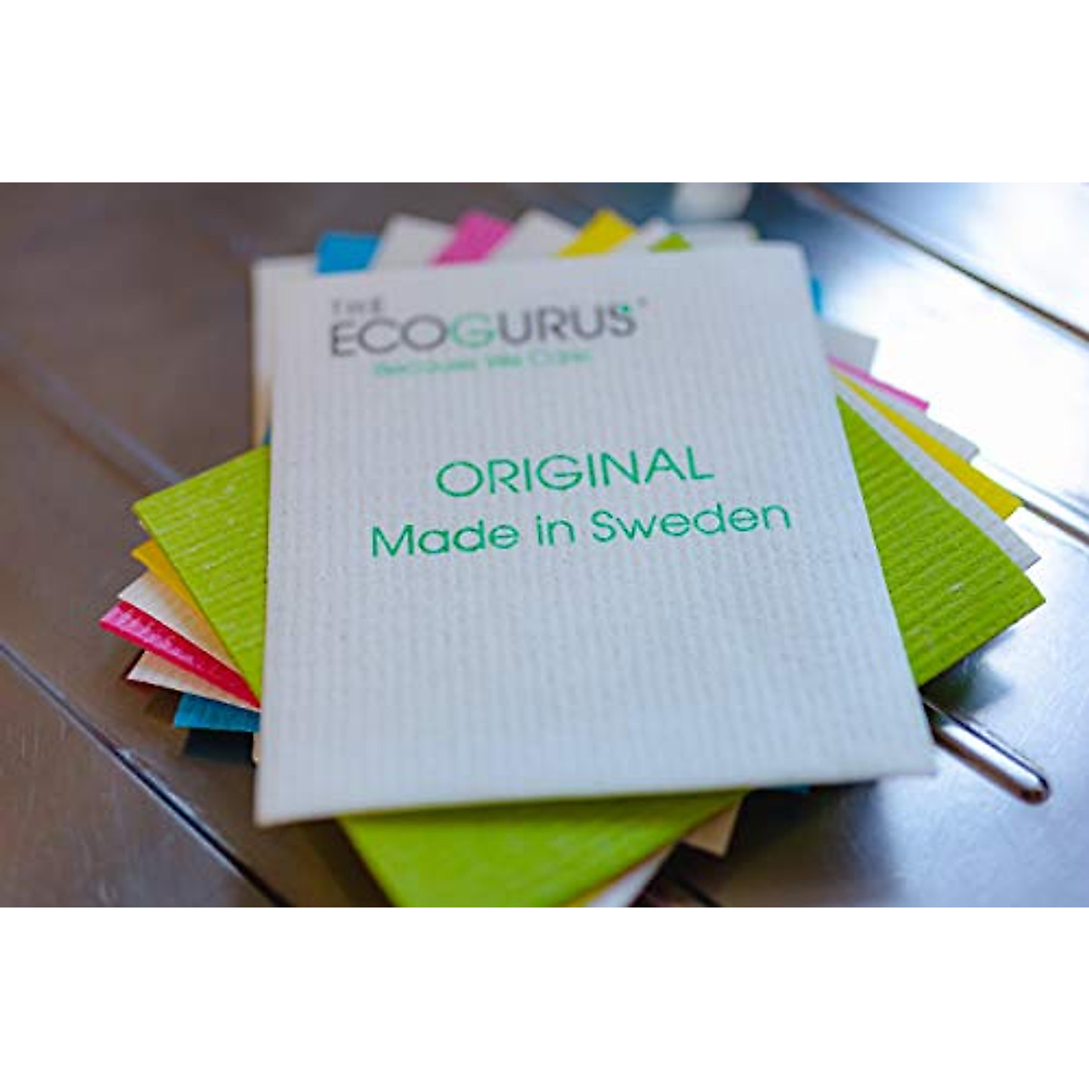 The EcoGurus {Improved} Swedish Dishcloths for Kitchen, Original Made in Sweden (10x Assorted) Multi-Surface Swedish Dish Cloths, Cellulose & Cotton Swedish Dishtowels, No Odor