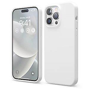 elago Compatible with iPhone 14 Pro Max Case, Liquid Silicone Case, Full Body Protective Cover, Shockproof, Slim Phone Case, Anti-Scratch Soft Microfiber Lining, 6.7 inch (White)