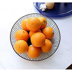 Yesland 2 Pack Metal Wire Fruit Basket- 11 Inches Black Kitchen Countertop Fruit Bowl Vegetable Holder for Bread, Snacks, Households Items Storage for Kitchen, Livingroom