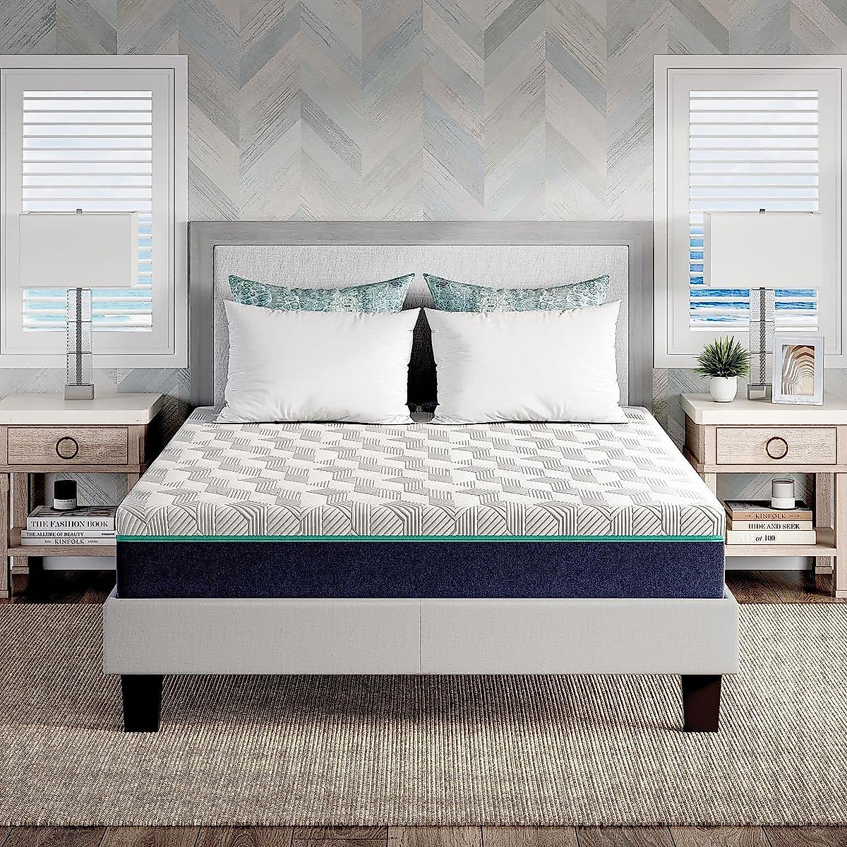 Nautica Home Invigorate 10" Medium-Plush Gel Memory Foam Mattress with Cooling Air Flow and Pressure Relieving Foam Layers, Bed-in-a-Box, Queen White