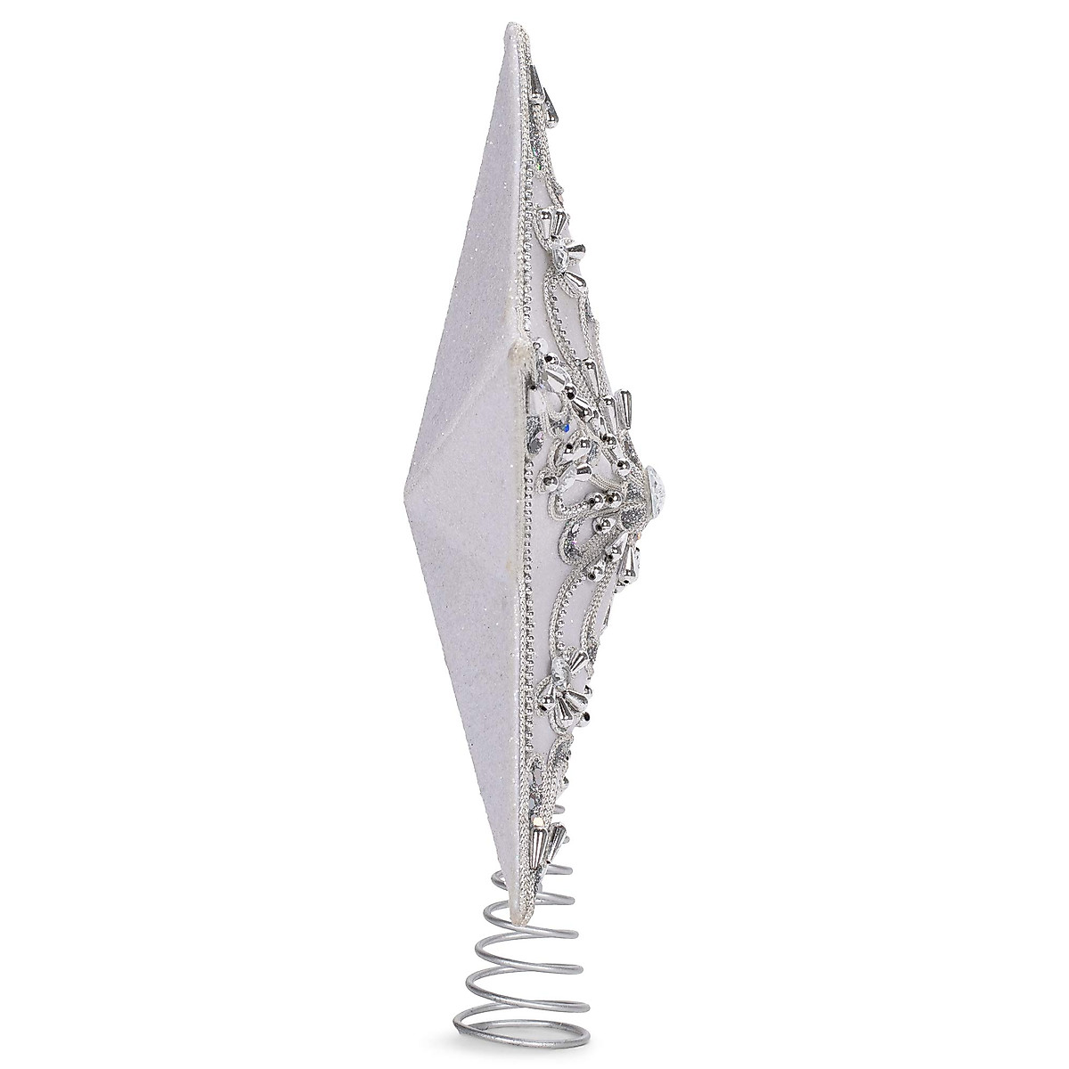 Kurt Adler 13.5-Inch 5-Point White and Silver Star Treetop