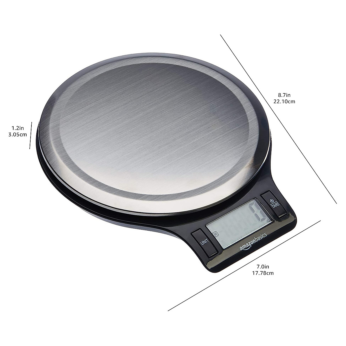 Amazon Basics Stainless Steel Digital Kitchen Scale with LCD Display, Batteries Included