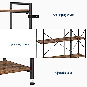 Tohomeor Bookshelf 5 Tier Deformable Corner Bookcase Free Standing Modern Industrial Book Storage Display Book Shelf for Bedroom Living Room Study Room Office (Brown)