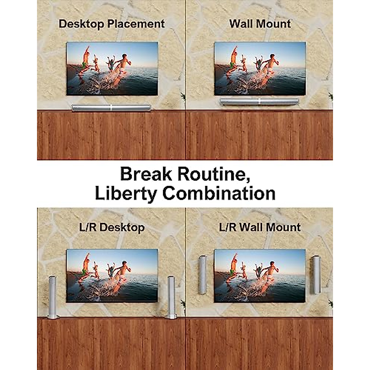 ULTIMEA 2.2ch Sound Bars for TV, 2 in 1 Separable Speakers Design Soundbar for TV, Built-in 4 Speaker, Bluetooth 5.0 TV Sound Bar, ARC/Optical/Aux Home Theater Speakers, Wall Mount