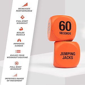 Phoenix Fitness Exercise Dice - Workout Dice Game for Cardio, HIIT Training and Exercise Classes - Full Body Training includes Push Ups, Squats, Jumping Jacks, Crunches & Wildcard - Home and Gym