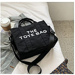 GLOD JORLEE Women's Tote Bag - Trendy Canvas Crossbody Shoulder Tote Handbags (Black)