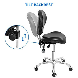 AJORAH Rolling Chair Stool with Backrest and Wheels,Adjustable Stool for Studios, Dental, Shop,Offices, Salons and Counters