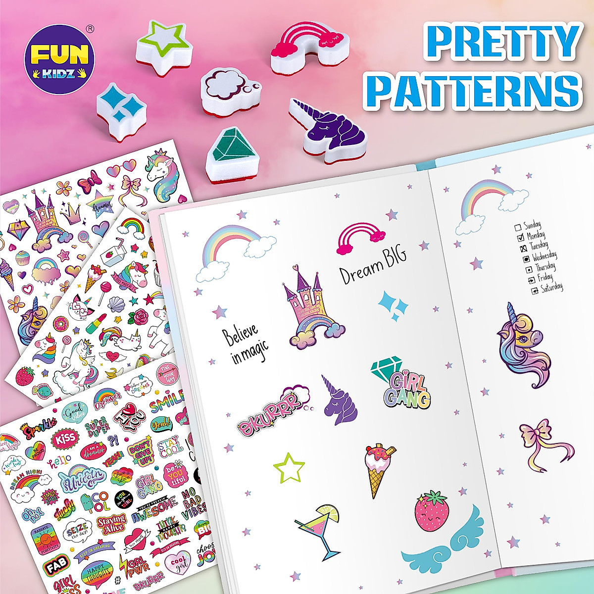 Unicorn Journal Kit for Girls 6-12, FunKidz Scrapbook Set for Teens Diary Kit for Girl Activities Creative Gifts