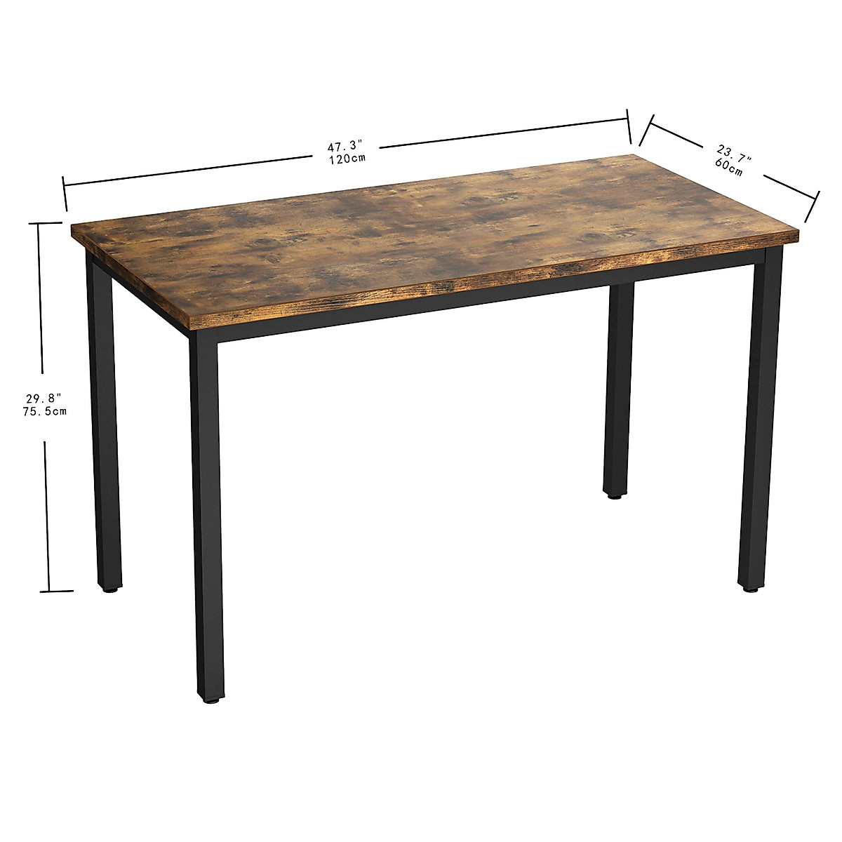 IRONCK Computer Desk, 47" Office Desk with 0.7" Thicker Tabletop, 1.6" Sturdy Metal Frame, Simple Study Table, Industrial Style Writing Study Table for Home Office