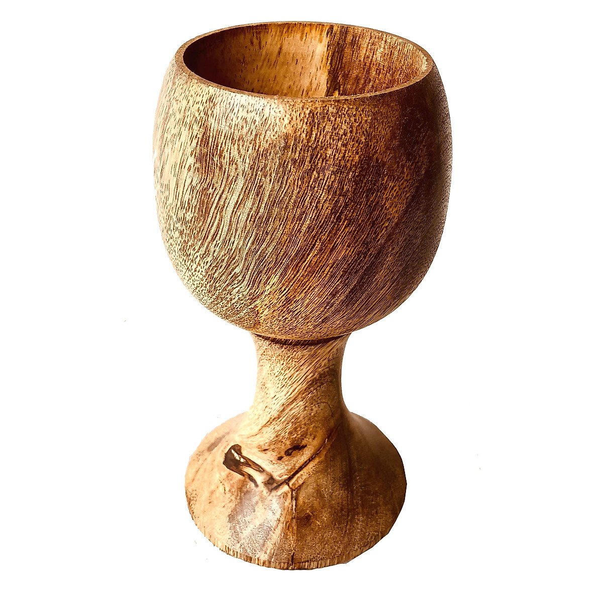 ALADEAN Wooden Goblet Cup 6" - Handmade Wood Vintage Chalice Wine Drinking Goblet Cup Gift 5oz Wood Cup for Congregations, Wedding Anniversary Party Christmas Eucharist, Kiddush Cup (1Pc)