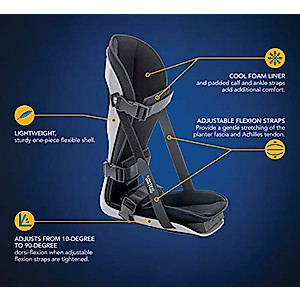 United Ortho Plantar Fasciitis Adjustable Leg Support Brace Fits Right or Left Foot for Soreness Relief, Foot Pain and Stretching, Large, Black