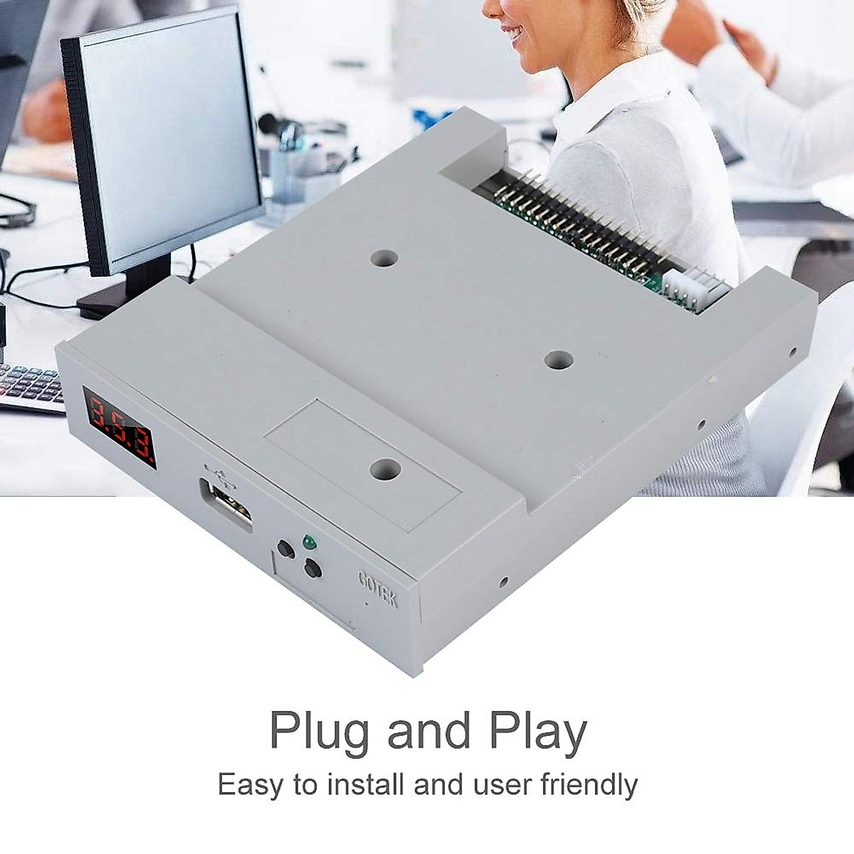 Sutinna USB Floppy Drive Emulator, SFR1M44-U100 3.5in 1.44MB USB SSD Floppy Drive Emulator Built-in Memory Plug and Play for Industrial Control Device