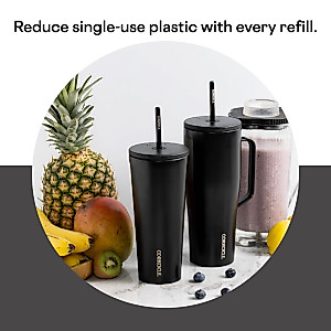 Corkcicle 30oz Tumbler With Handle, Ceramic Slate, Reusable Water Bottle, Triple Insulated Stainless Steel Travel Mug, BPA Free, Keeps Beverages Cold 12 Hours, Tumbler with Lid and Straw, Cold Cup XL