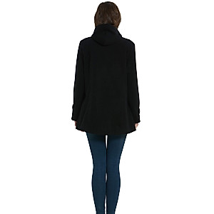 VOGRYE Womens Winter Fashion Outdoor Warm Wool Blended Classic Pea Coat Jacket (FBA) (2XL, Black2-Thicker)