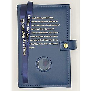 Culver Enterprises Paperback Giant Print Deluxe Double Alcoholics Anonymous AA Big Book & 12 Steps & 12 Traditions Book Cover Coin Holder Third Step Prayer Blue