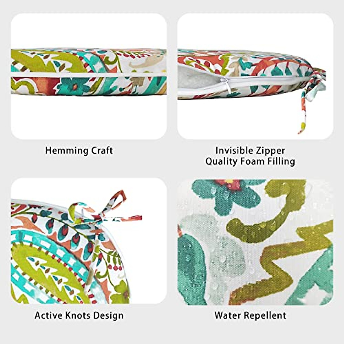 LVTXIII Outdoor Seat Cushions for Patio Furniture D16 x W17 x H2, Chair Pads for Home Office and Garden Decoration, Pretty Paisley, Set of 6