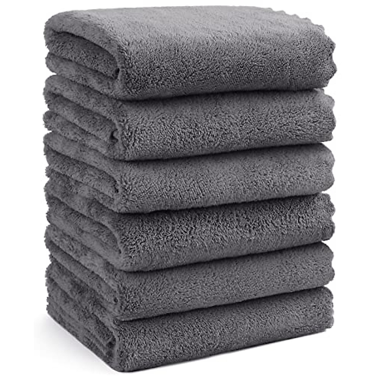 Orighty 6 Pack Premium Hand Towels - Ultra Soft & Highly Absorbent - Microfiber Coral Velvet for Bathroom, Gym, Shower, Spa, Quick Drying Hand Towel 15 x 25 inches (Grey)