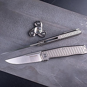 Real Steel Rokot Premium Pocket Knife - S35VN Blade & TC-4 Handle-Perfect for Everyday Tasks - Titanium