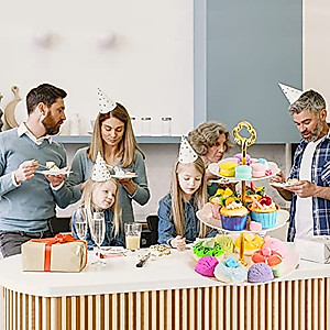Supernal 3 Tier Cupcake Stands, 6pcs Plastic Trays, 4Pack Cupcake Dessert Stand, Party Trays Set, Cake Platters Includes 6 pcs Pastry Trays, 2 pcs Square Cake Trays, 2 pcs Round Cake Trays