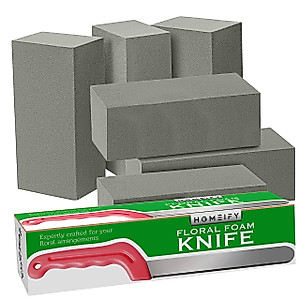 Pack of 6 Dry Floral Foam Blocks for Artificial Flower Arrangements, Styrofoam for Artificial Flowers & Crafts Supplies - with Craft Foam Block Cutting Knife, Styrofoam Blocks - 8.75"L x 4"W x 2.75"H