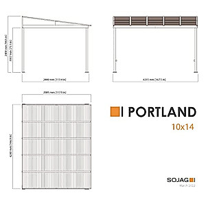 Sojag 10' x 14' Portland Gazebo Wall-Mounted Outdoor Weather-Resistant Aluminum Frame Sunroom Brown