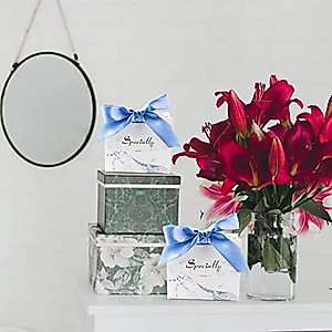 BadenBach 24 Pack Small Thank You Gift Bags with Bow Ribbon,Party Favor Bag Candy Gift Treat Box Wedding Baby Shower Smalll Business Party Supplies(4.5" x 1.8" x 3.9") (Marble Blue)