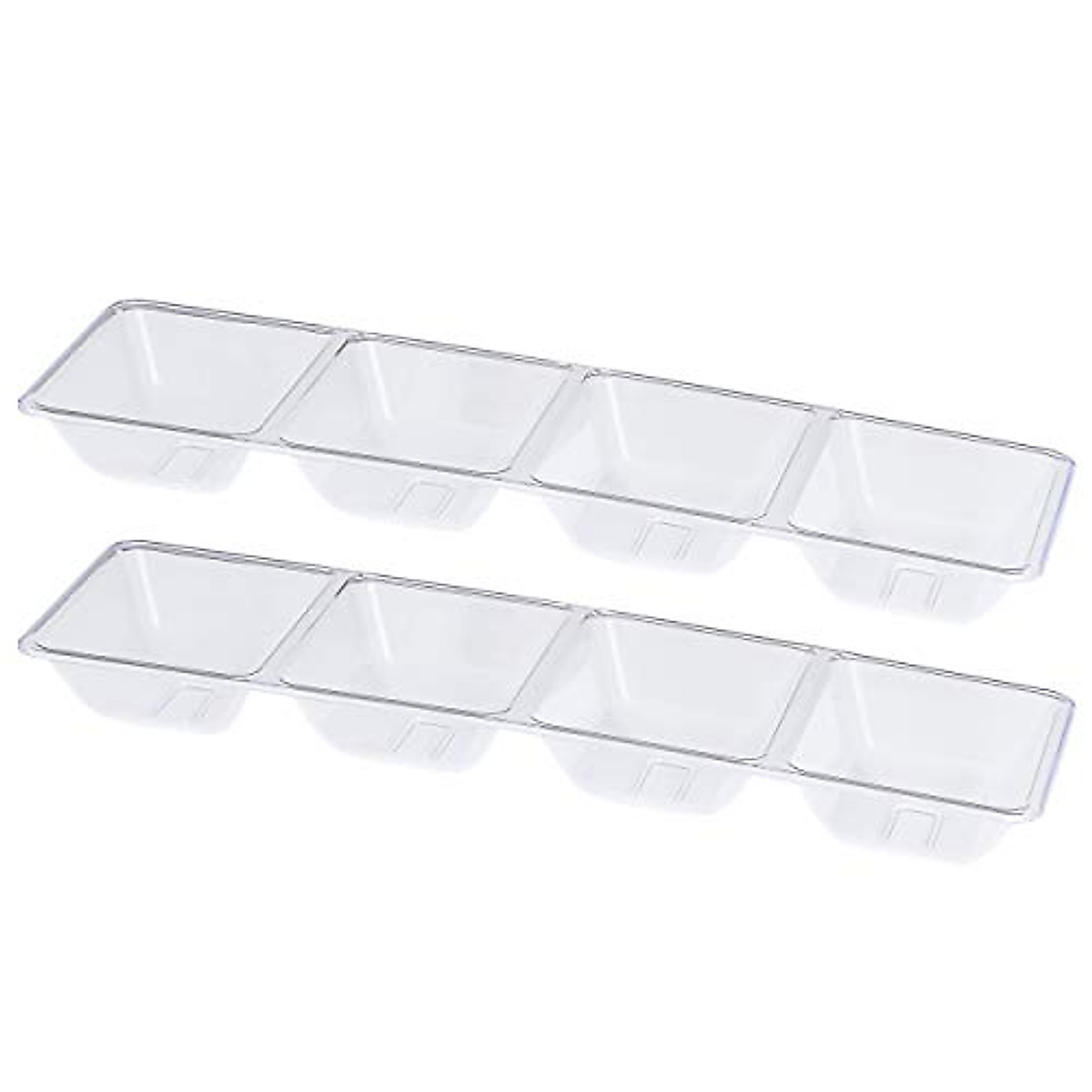 Plasticpro 4 Sectional Rectangle Plastic Disposable Serving Tray/Platter 5 X 16 Clear Pack of 2