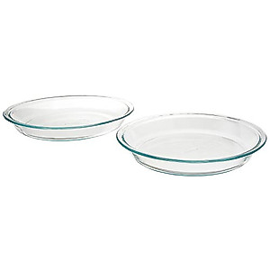 Pyrex 6001003 Glass Bakeware Pie Plate 9" x 1.2" Pack of 2, 5.2, Clear
