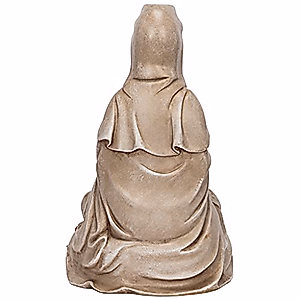 Design Toscano EU1017 Asian Goddess Guan Yin Seated on Lotus Outdoor Garden Statue, 12 Inch, full color