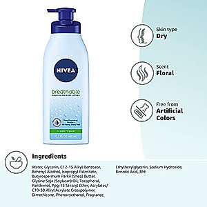 NIVEA Breathable Nourishing Body Lotion Fresh Fusion, Body Lotion for Dry Skin, 13.5 Fl Oz Pump Bottle