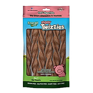 Emerald Pet Twizzies Rawhide Free 100% Digestible Natural Dog Lasting Chew Treats, Made in USA, Size 9 Piggy Pig Multipack